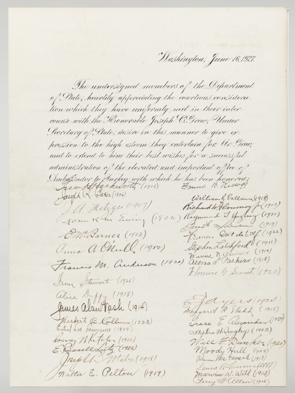 Congratulatory Letter to Joseph Grew - The National Museum of American ...