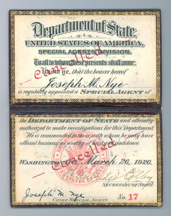 Joseph Nye's Special Agent Credentials - The National Museum of ...