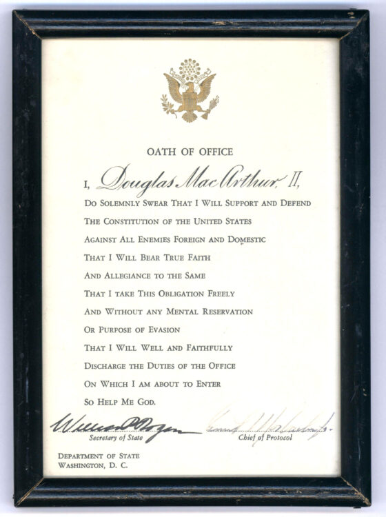 Douglas MacArthur II's Oath of Office - The National Museum of American ...