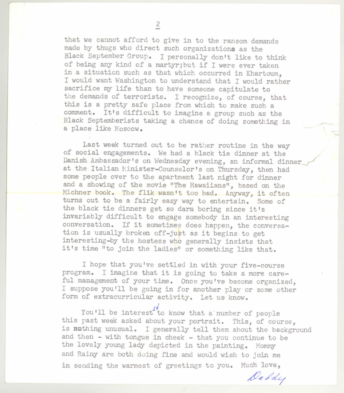 Ambassador Dubs' Letter to his Daughter - The National Museum of ...