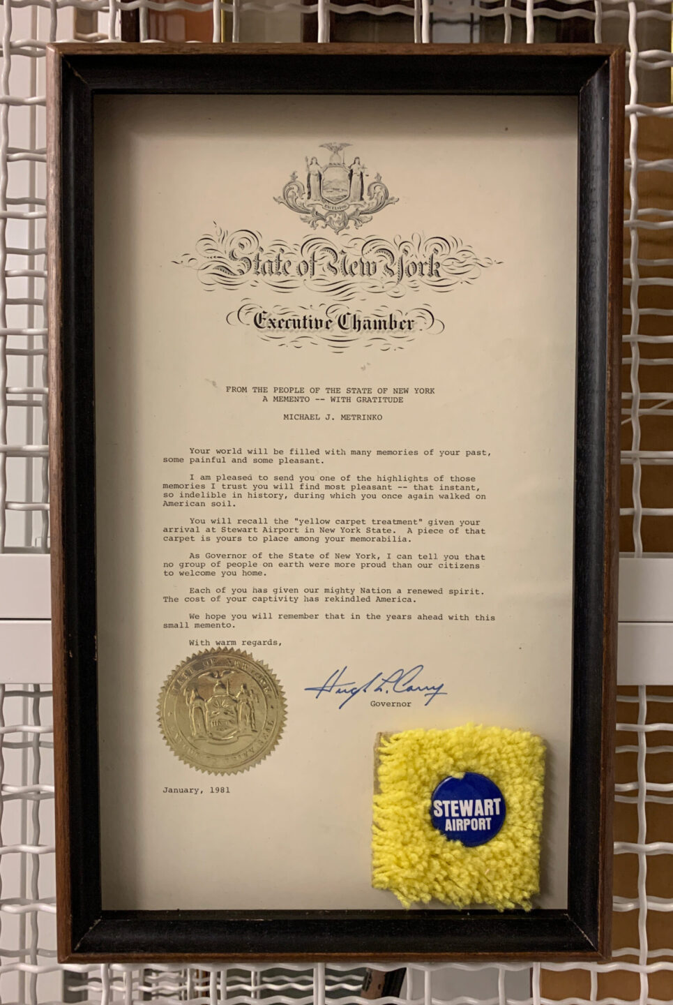 Yellow Carpet Memento - The National Museum of American Diplomacy
